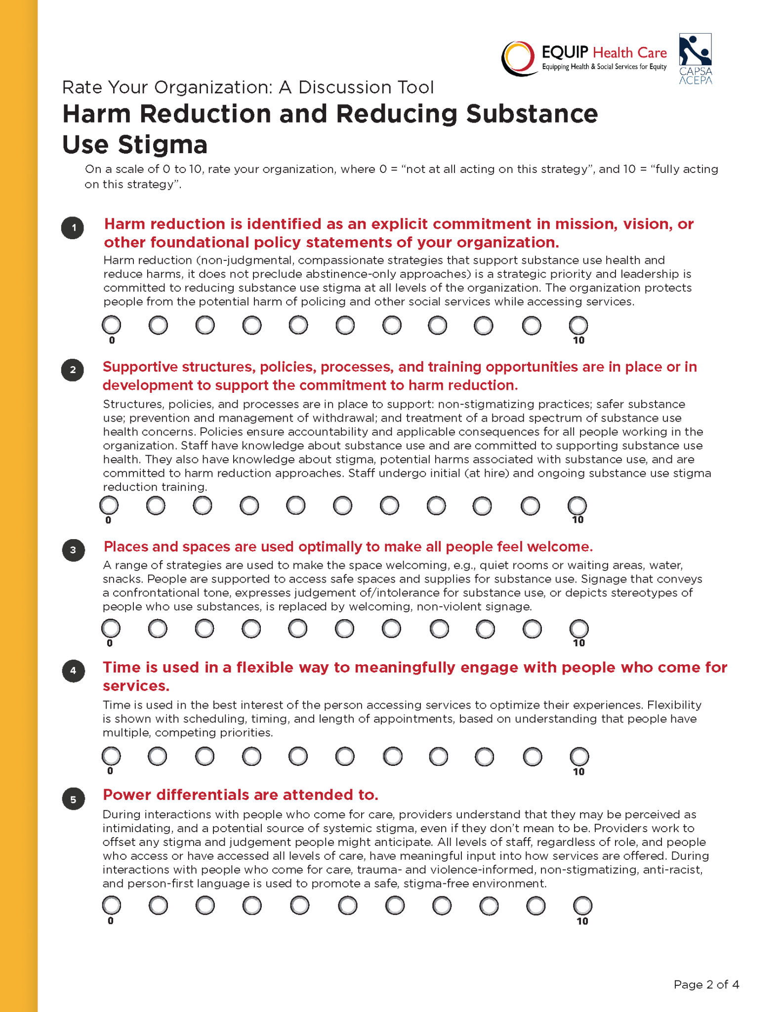 Rate Your Organization: Harm Reduction and Reducing Substance Use ...