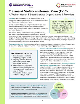 Trauma- and Violence-Informed Care (TVIC) - EQUIP Health Care ...